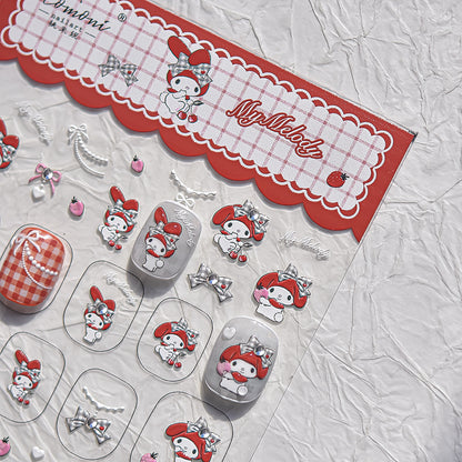MoeMolly Sanrio Embossed Nail Art/Guka Craft Stickers-My Melody